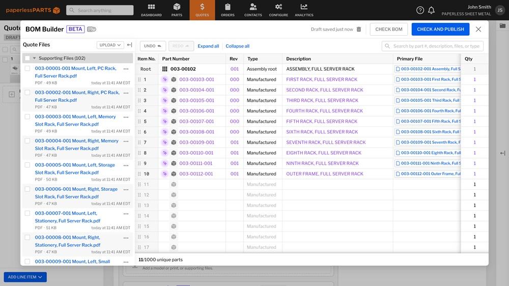 AI-powered BOM Builder accelerates quoting for complex assemblies