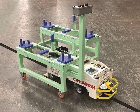 BST AGV from Creform holds automotive front-end modules during assembly