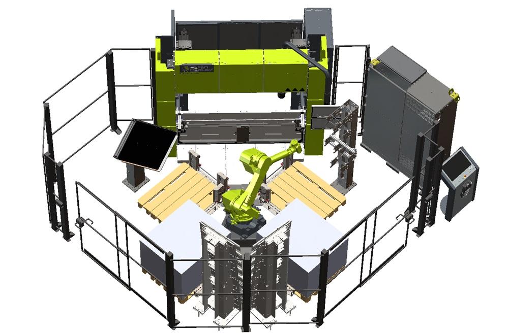 Compact automated bending system handles midsize sheet metal range