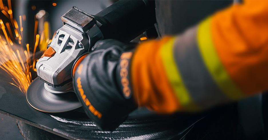 Grinding wheel performs metal removal on flat, curved surfaces