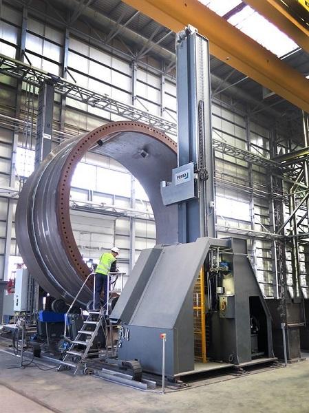 Pema Flange Fitting station from Pemamek designed for wind tower production