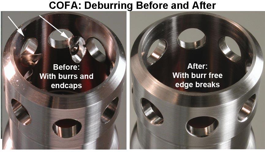 Tool deburrs cross bores