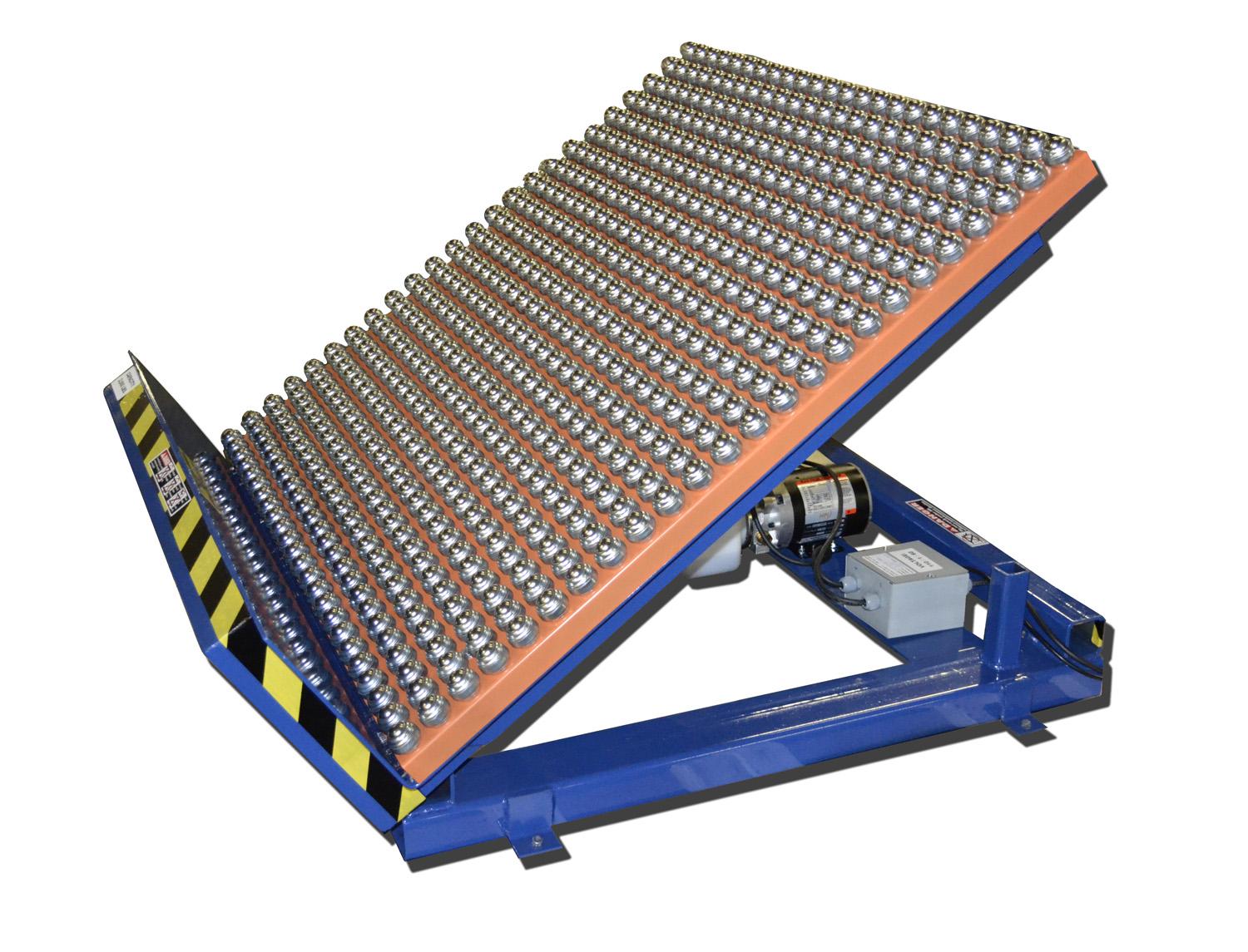 Hydraulic tilt tables hold up to 6,000 lbs.