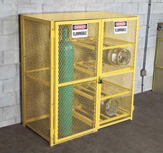 Gas cylinder cage prevents theft, tampering